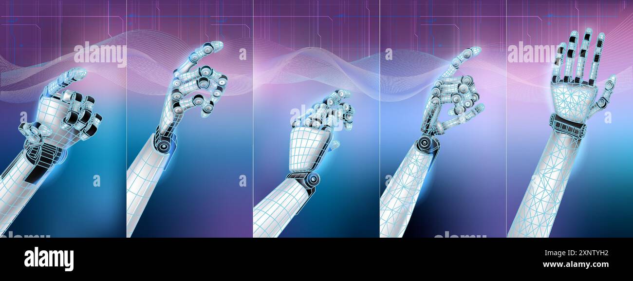 Digital infographics on the theme of 3D robot hands Stock Vector Image ...