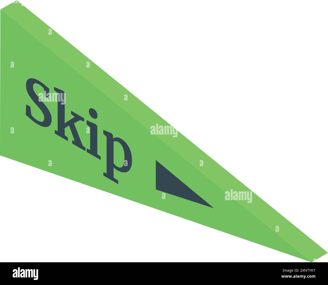 Isometric green arrow pointing down next to a skip button Stock Vector ...