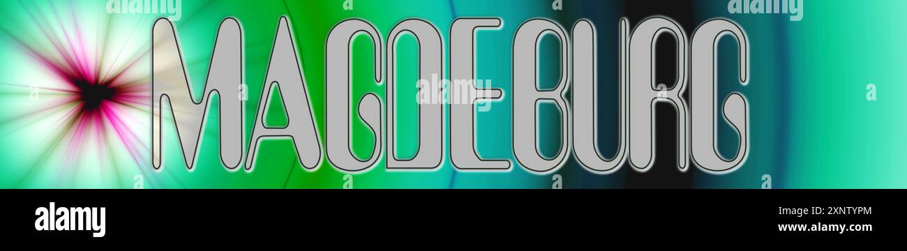The name of the city MAGDEBURG in capital letters on green background ...
