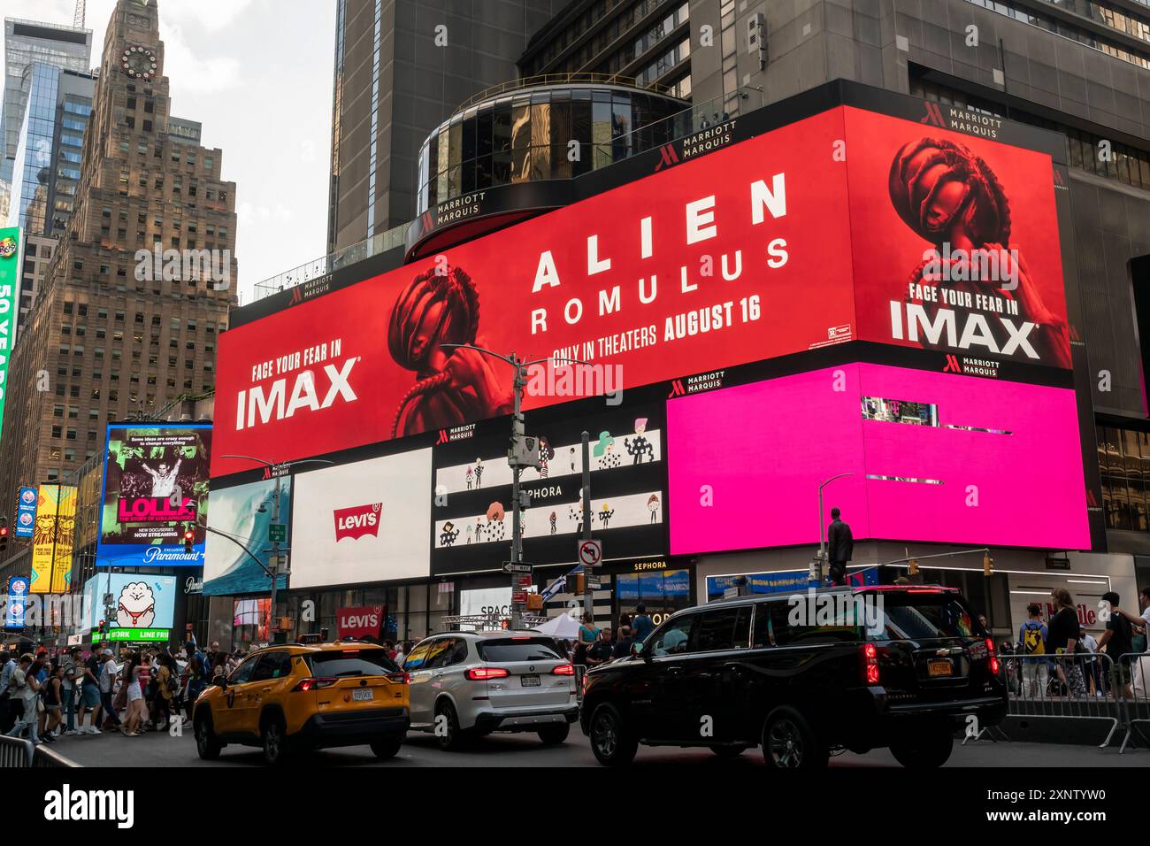 Advertising for the “Alien: Romulus” in Times Square in New York on ...