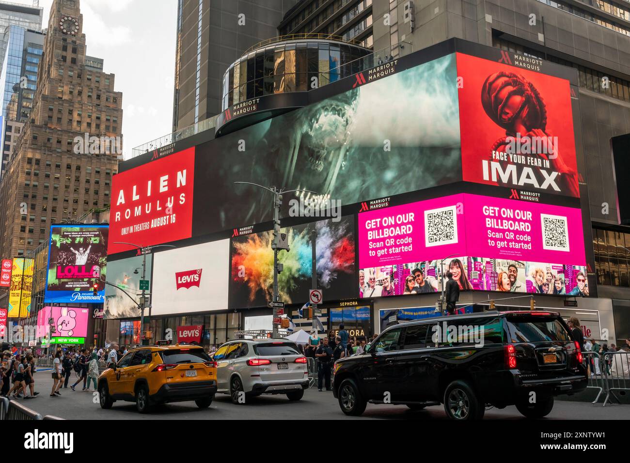 Advertising for the ÒAlien: RomulusÓ in Times Square in New York on ...