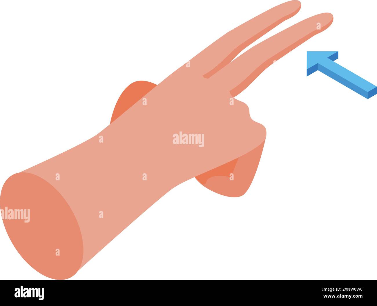 Hand making a gesture of double tapping, with an upwards pointing arrow ...