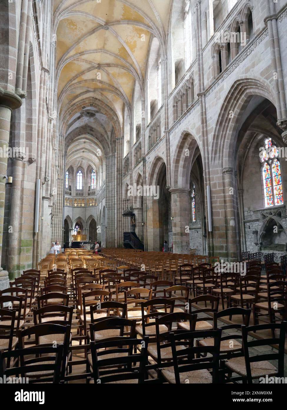 Brittany. The nave of Saint-Tugdual Cathedral of Treguier in the Cotes ...