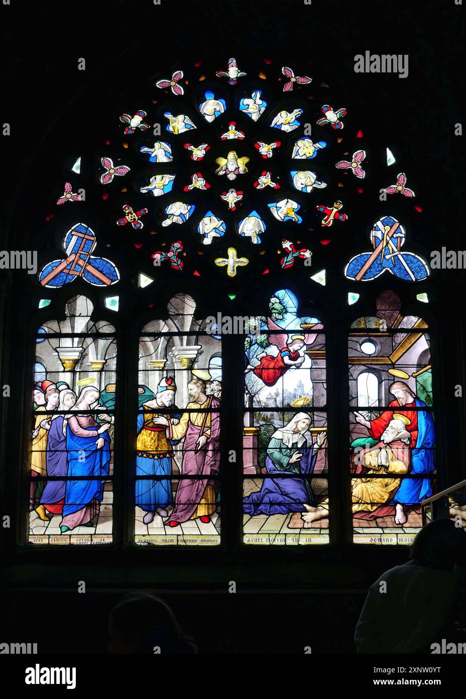 Brittany. Stained glass window by Julien Fournier in the Saint-Tugdual ...