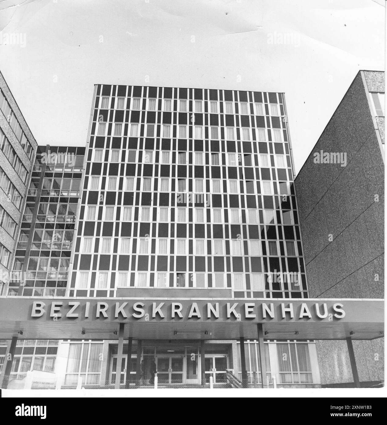 Exterior view and main entrance of the Potsdam district hospital in ...