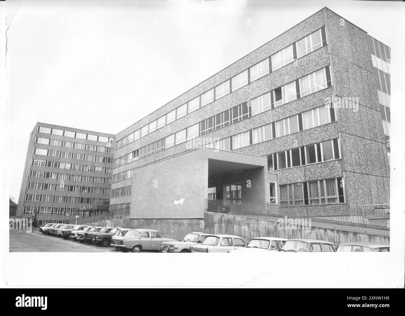 Exterior view of the Potsdam district hospital with driveway for ...
