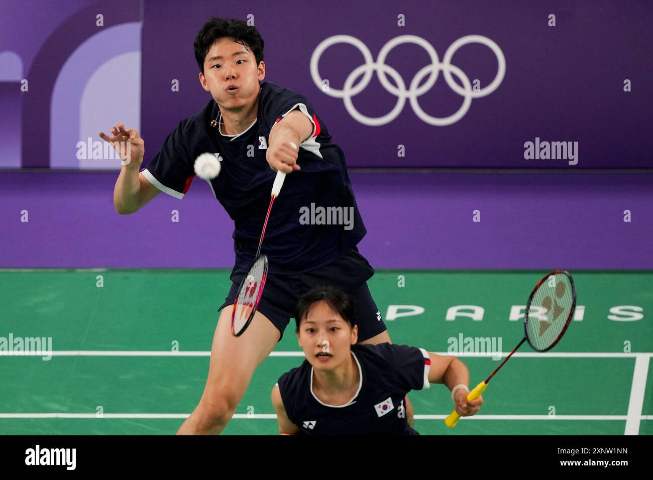 South Korea's Seo Seung-Jae, left, and Chae Yu-Jung play against Japan ...