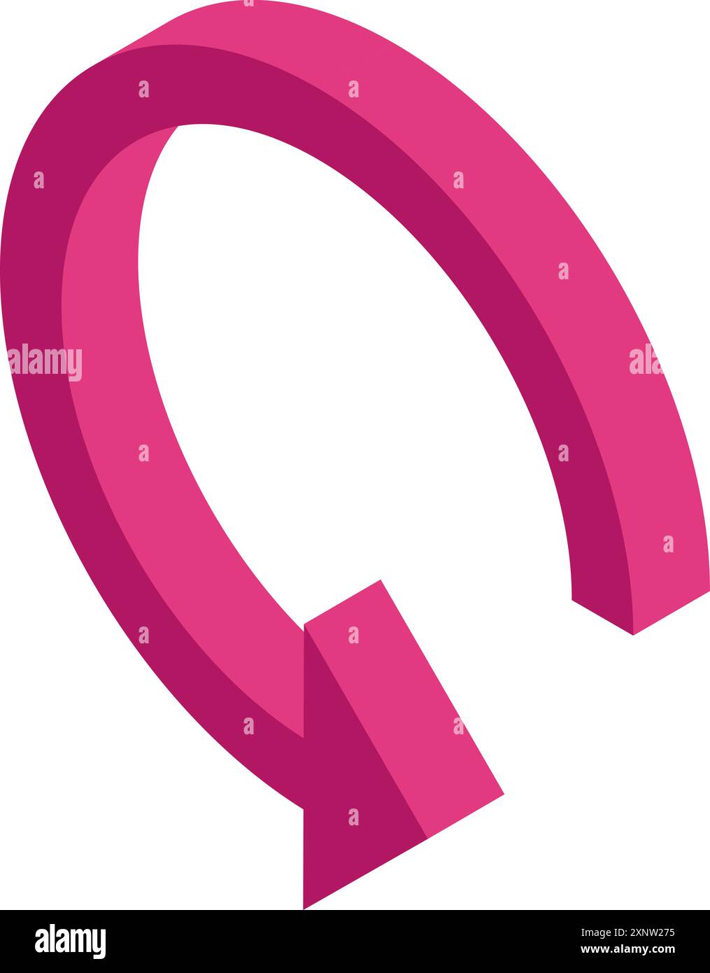 Pink circular arrow pointing down, symbolizing a continuous process or ...