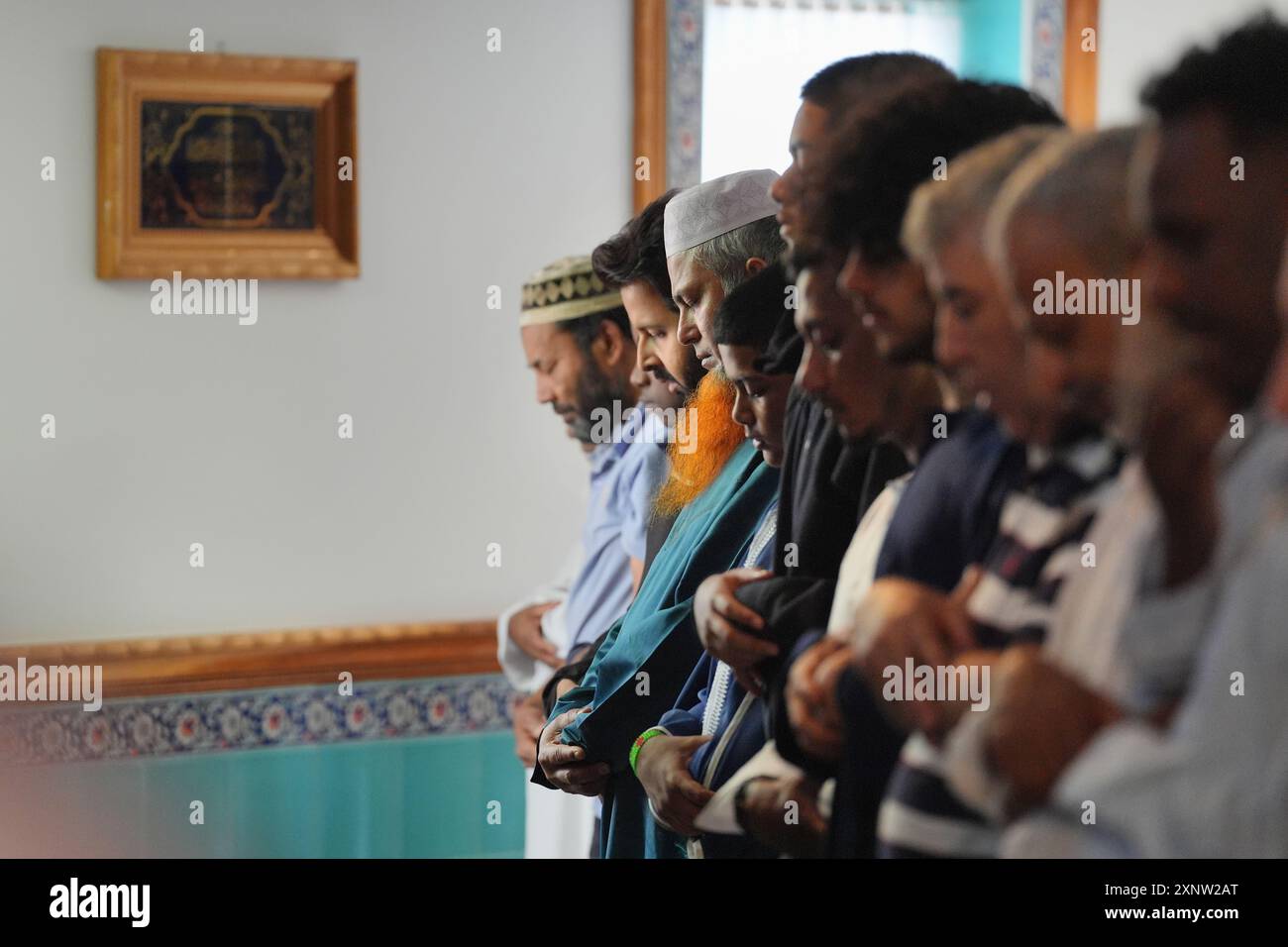 Worshippers take part in Friday Prayers at the London Islamic Cultural ...