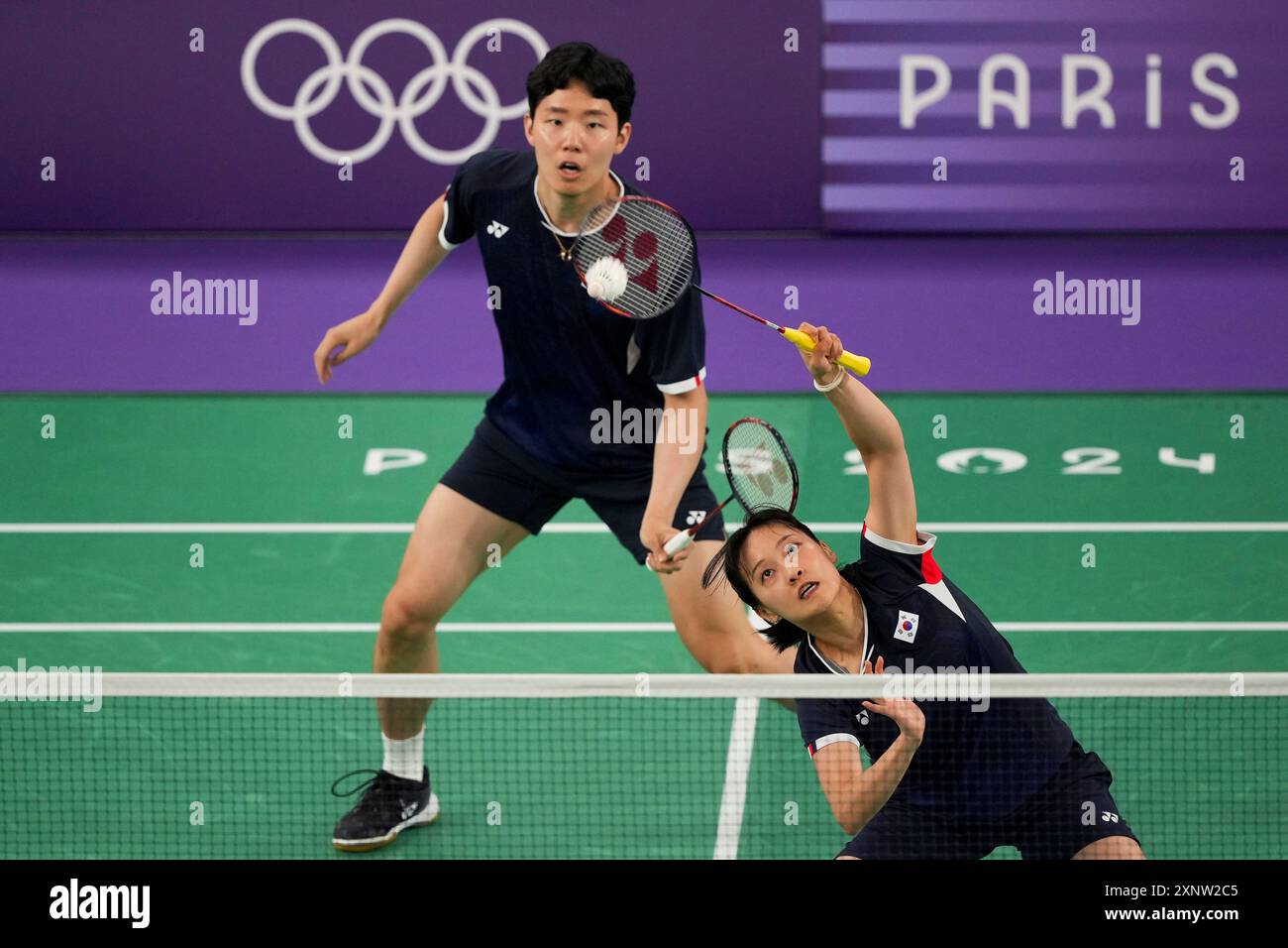 South Korea's Chae Yu-Jung, right, and Seo Seung-Jae play against Japan ...