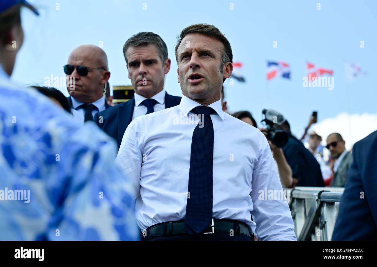 Paris, France. 02nd Aug, 2024. French President Emmanuel Macron attends ...