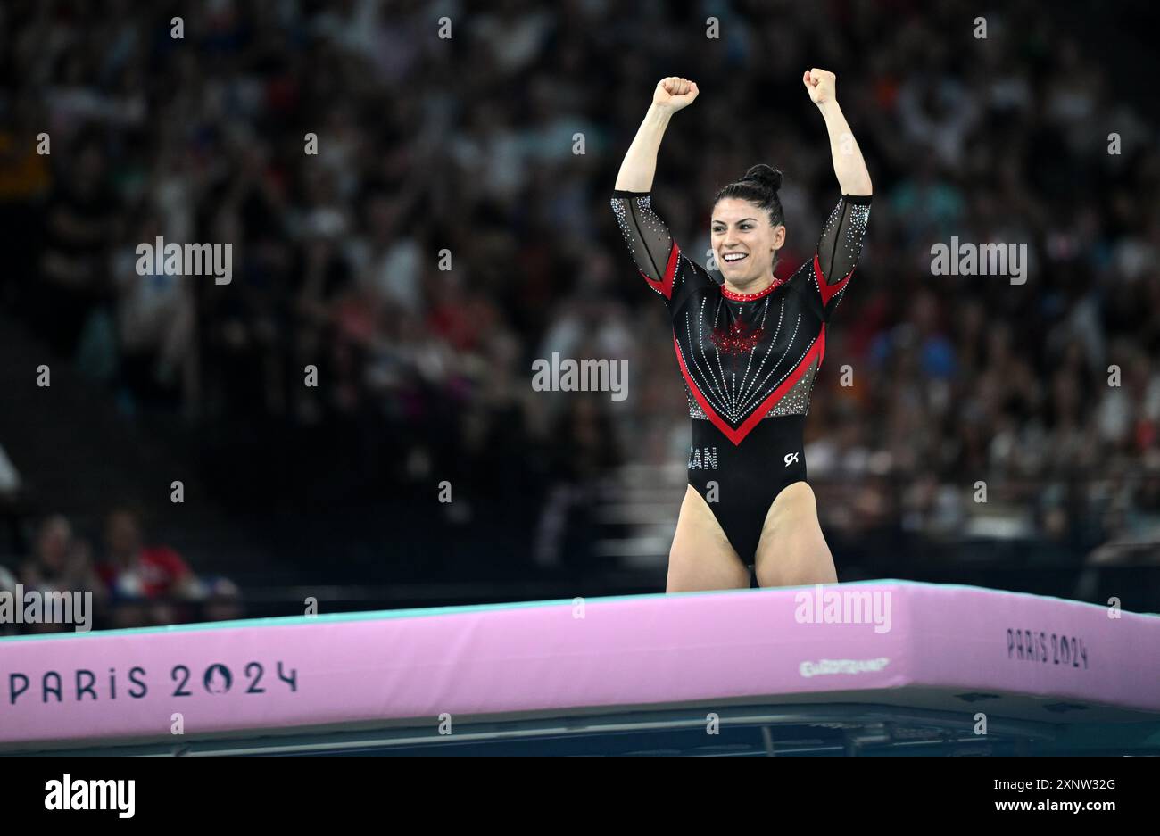 Paris, France. 2nd Aug, 2024. Sophiane Methot of Canada reacts during ...