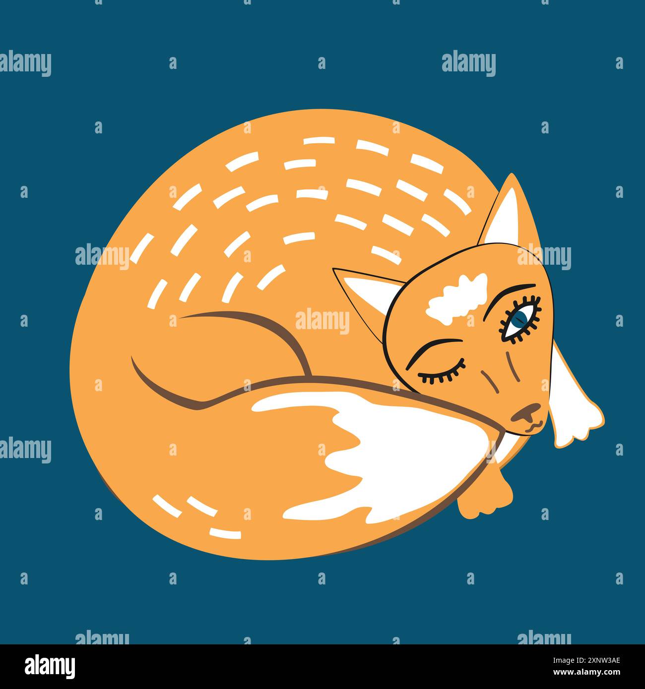 Cute funny sleeping fox looking with one eye. Cartoon childish isolated ...