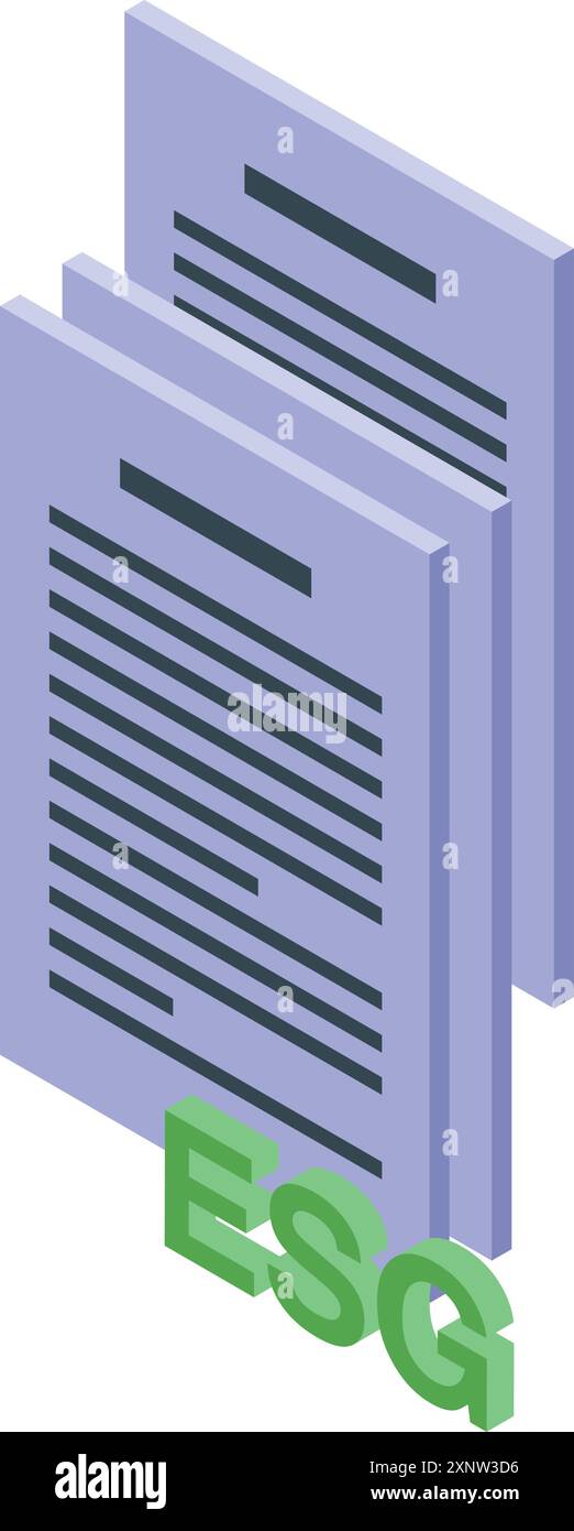 Esg environmental social governance policy documents stack isometric ...