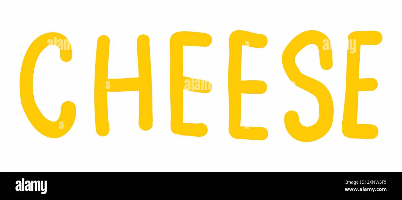 Cheese hand drawn lettering. Hand written title. Childlike word text ...