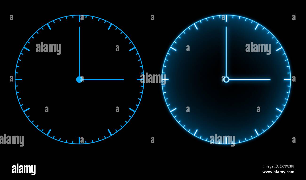 blue glow futuristic analog clock with holographic design transparent ...