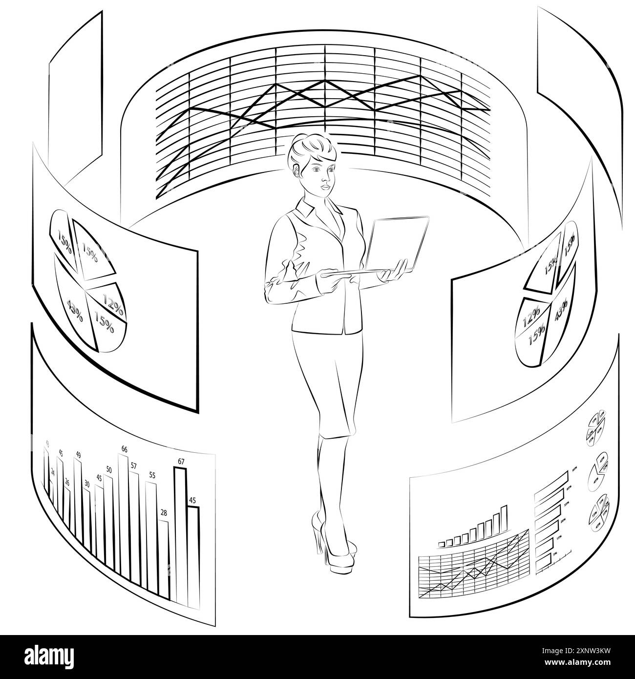 Sketch contour full body Cut Out Stock Images & Pictures - Alamy