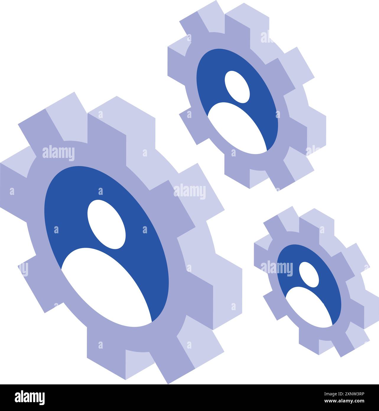 Gears are rotating with people symbols inside representing human ...