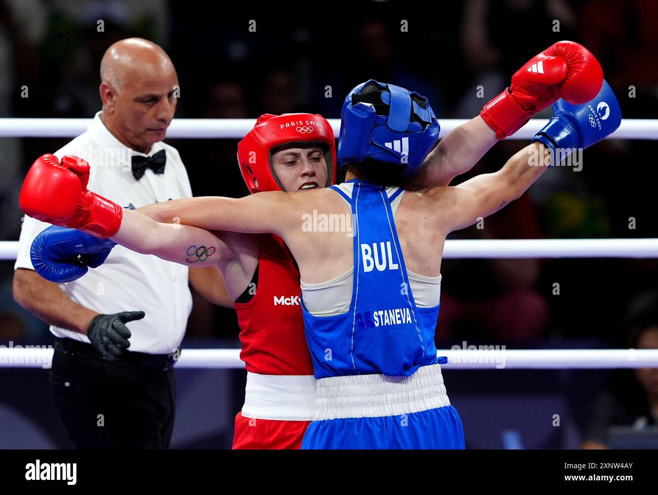 Ireland's Michaela Walsh (left) in action against Bulgaria's Svetlana ...