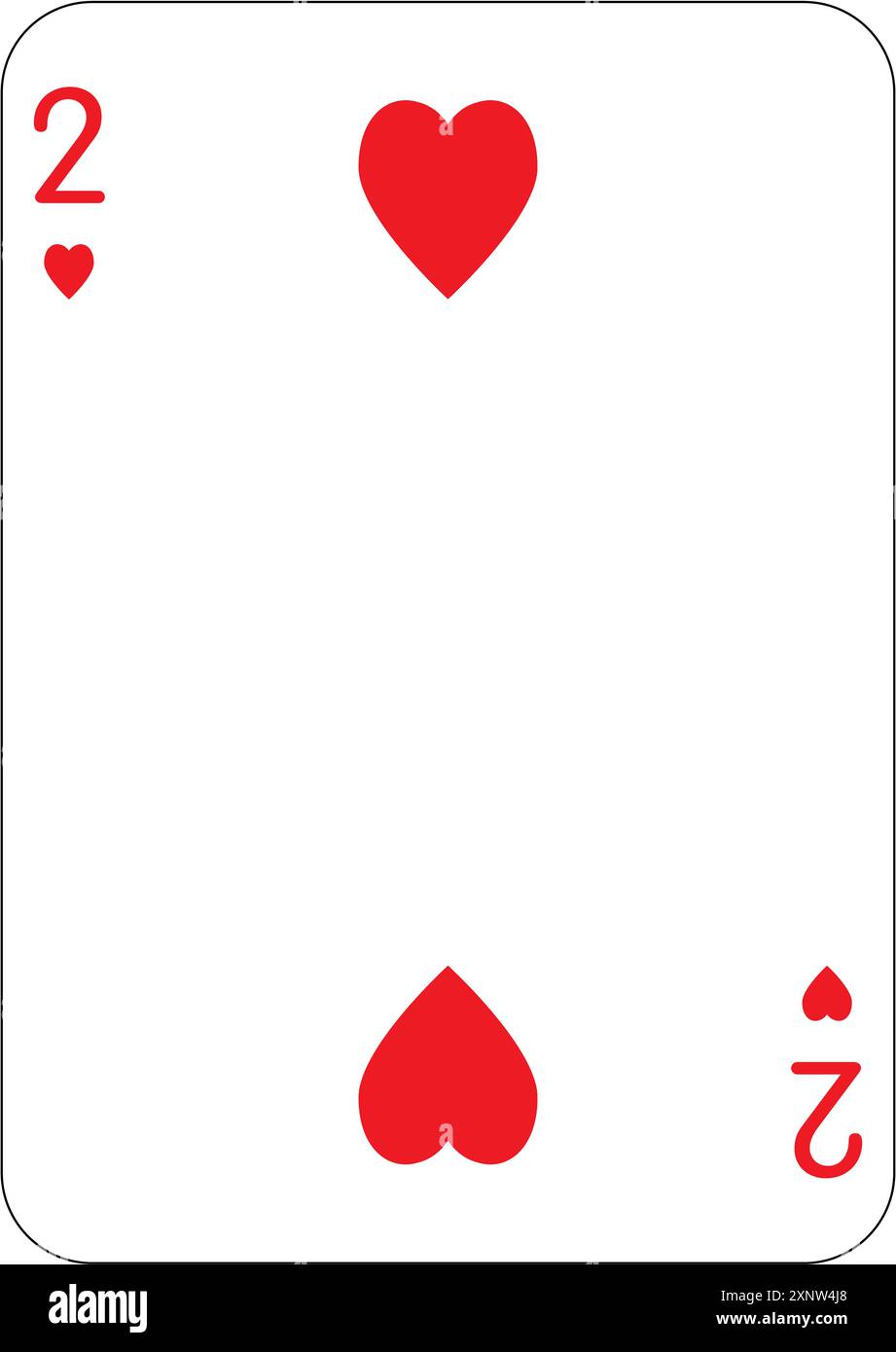 2 of hearts. One playing card, illustration Stock Photo - Alamy