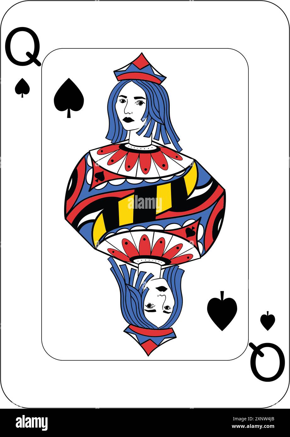 Queen of spades. One playing card, illustration Stock Photo - Alamy