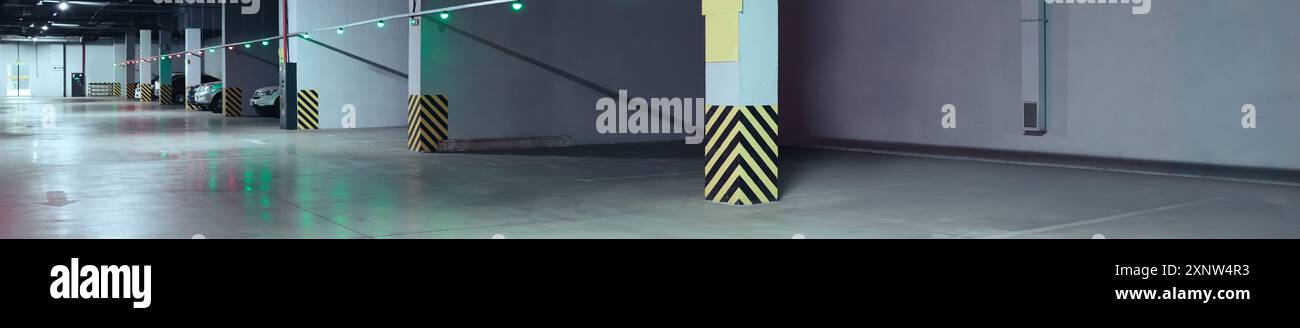 Modern parking garage with cars, banner design Stock Photo - Alamy
