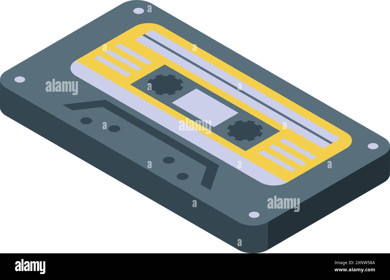 Audio cassette tape lying on a white background, representing outdated ...