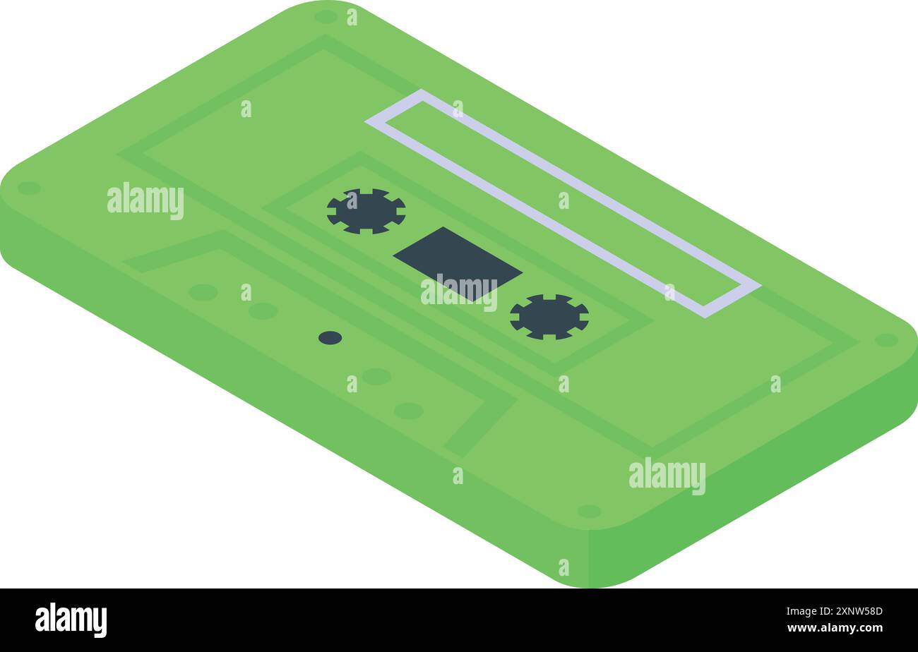 Isometric green audio cassette tape for listening to music Stock Vector ...
