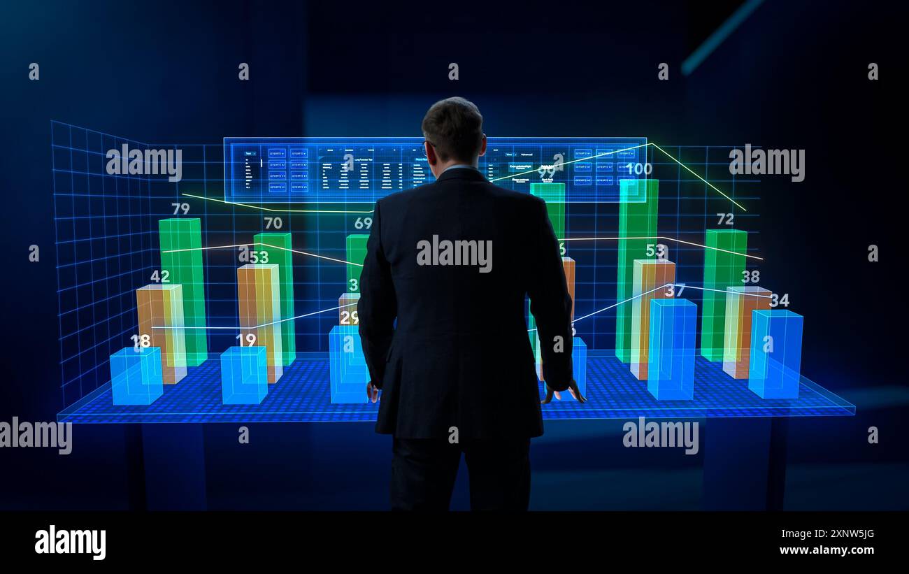 Business Metaverse and Virtual Space Concept: Businessman Operating ...