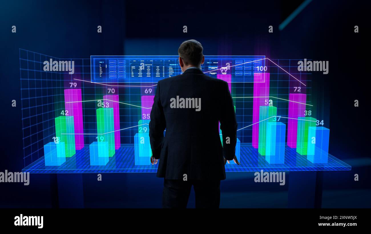 Business Metaverse and Virtual Space Concept: Businessman Operating an ...