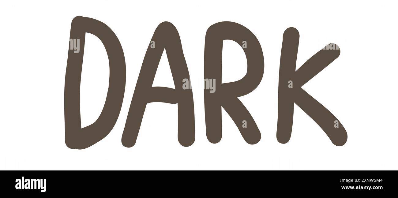 Dark hand drawn lettering. Hand written title. Childlike word text ...