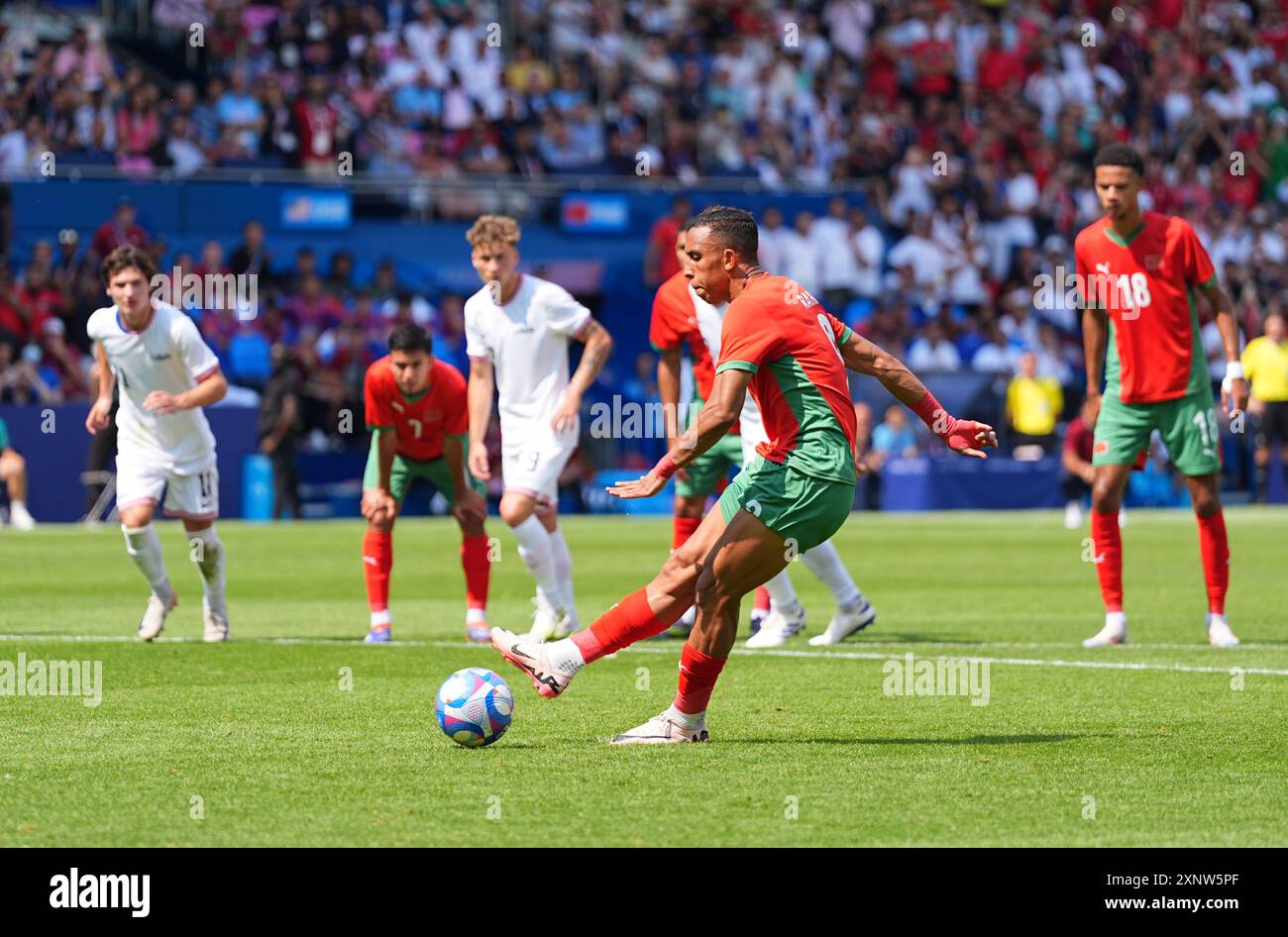 August 02 2024: Soufiane Rahimi (Morocco) controls the ball during a ...