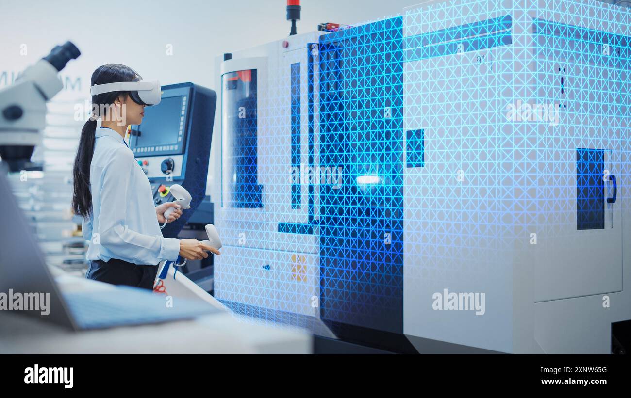 Woman wearing vr headset scanning hi-res stock photography and images ...