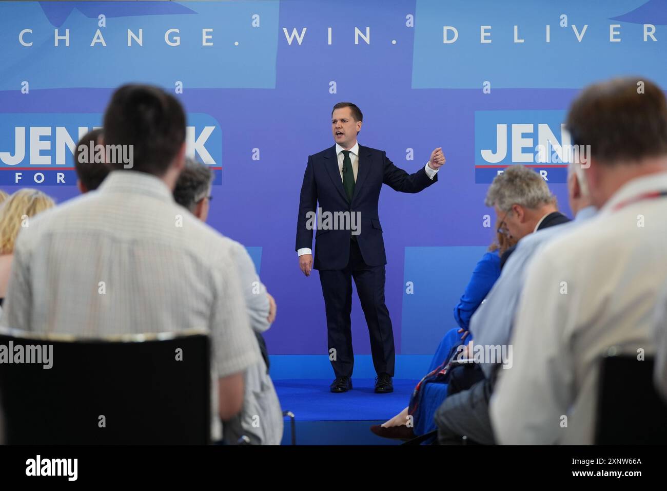 Tory leadership hopeful Robert Jenrick speaking during his Conservative ...