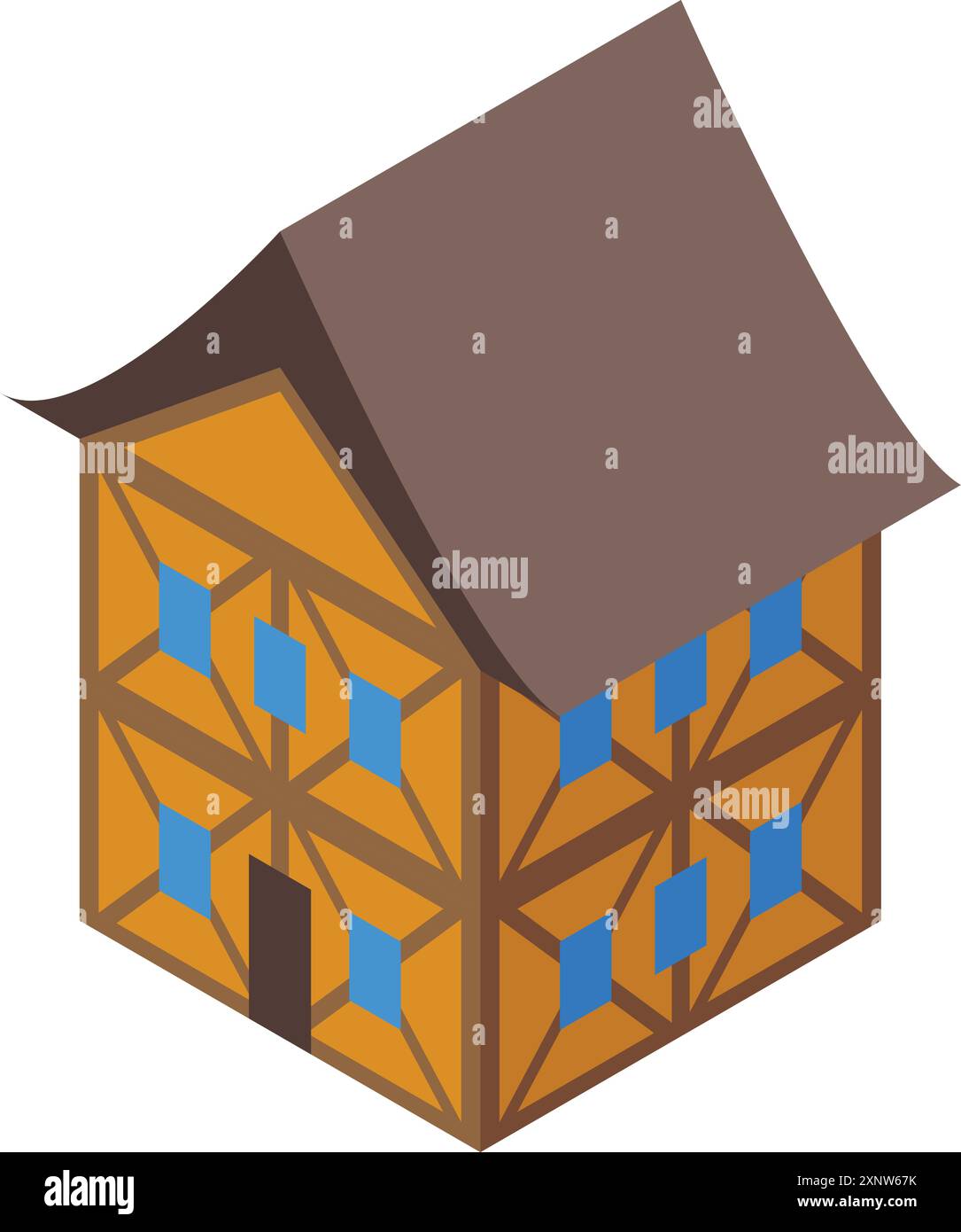 Isometric view of a traditional german style timber framing house ...
