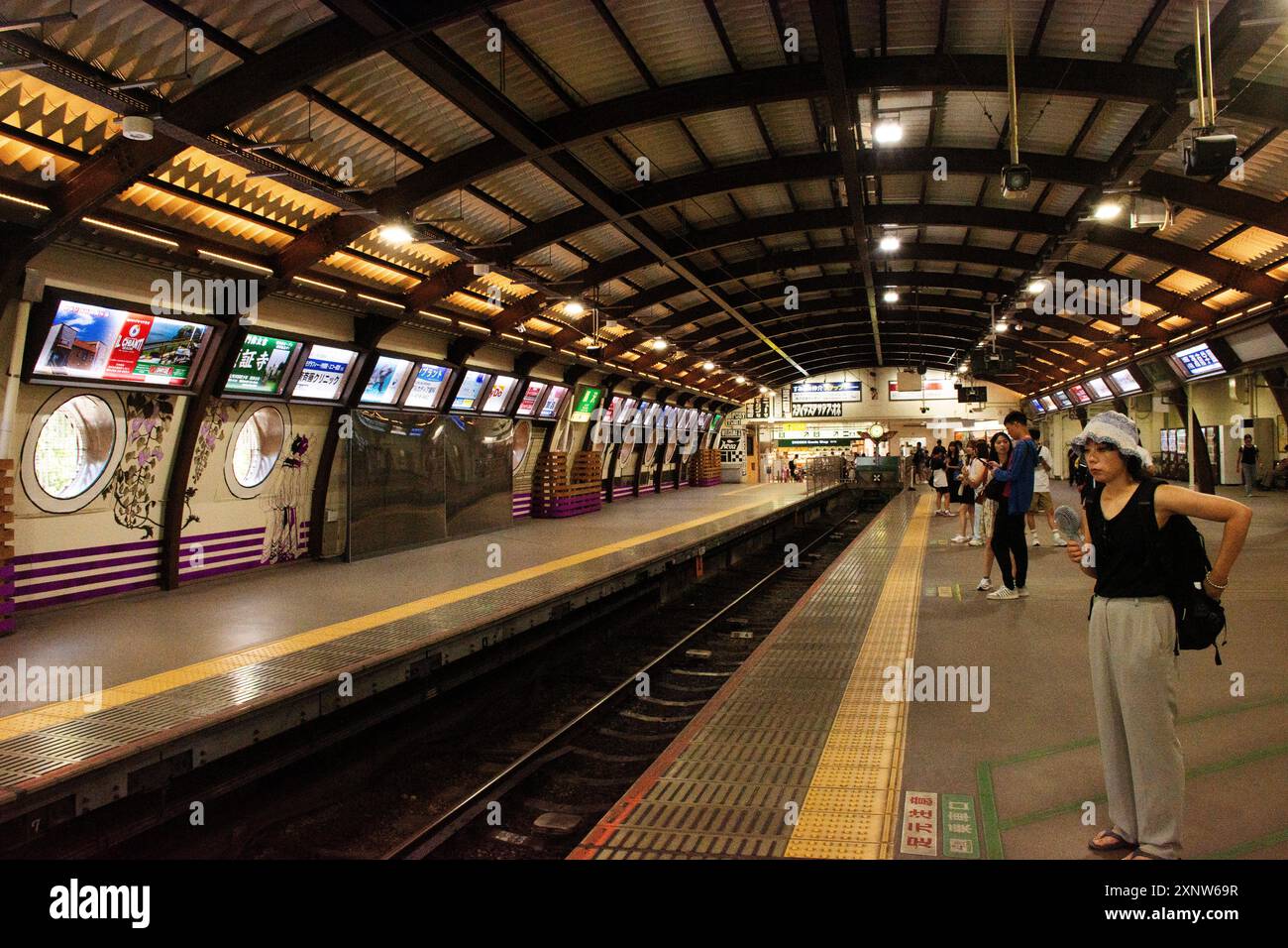 Japanese people passenger travelers waiting journey locomotive Enoshima ...