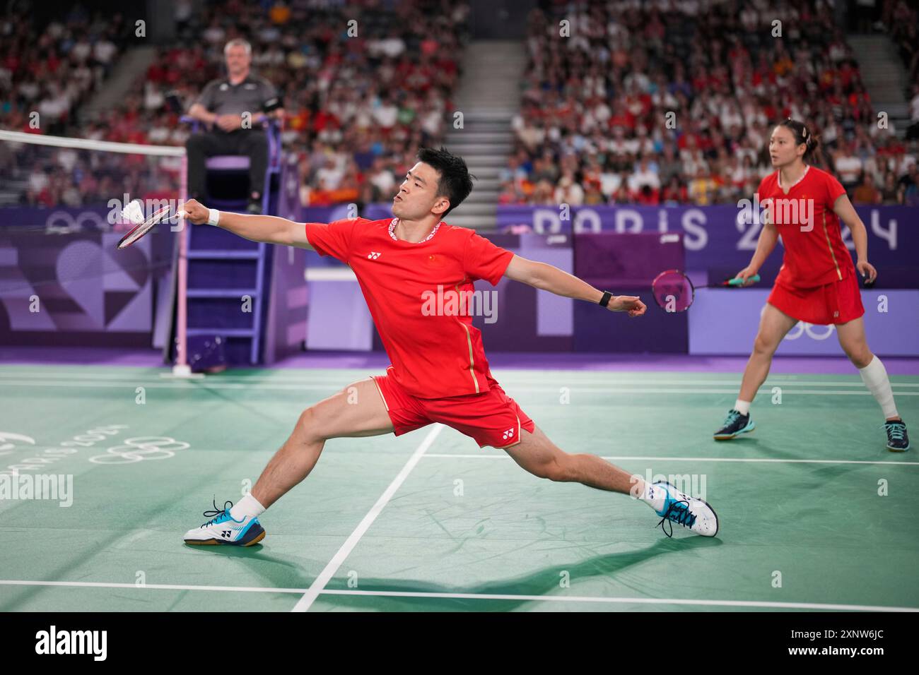 China's Zheng Si Wei, left, and Huang Ya Qiong play against South Korea's Kim Won-ho and Jeong ...