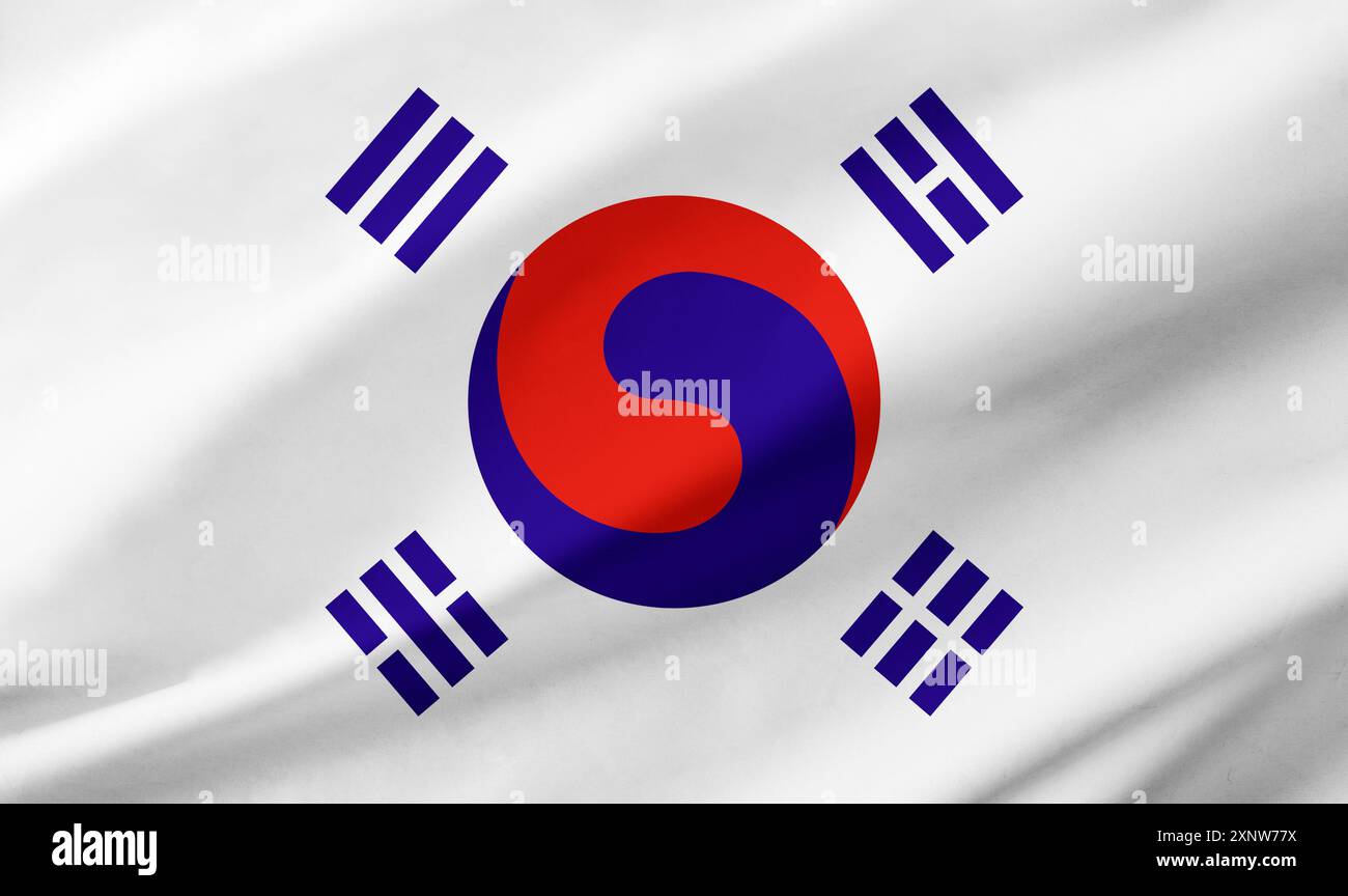 Background detail of South Korea flag occupying the entire frame with ...