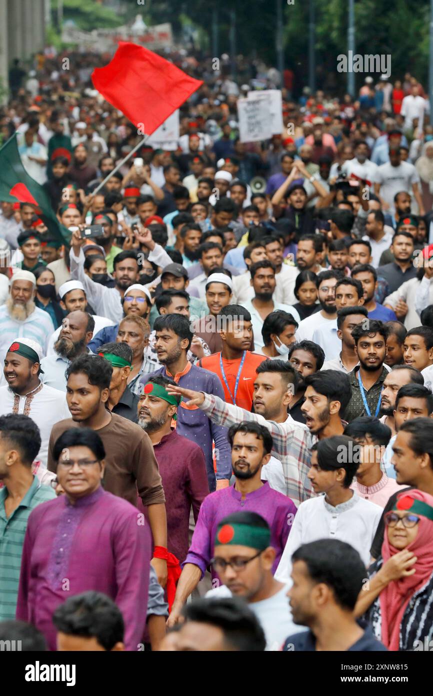 Dhaka, Bangladesh - August 02, 2024: Hundreds of people joined the ...