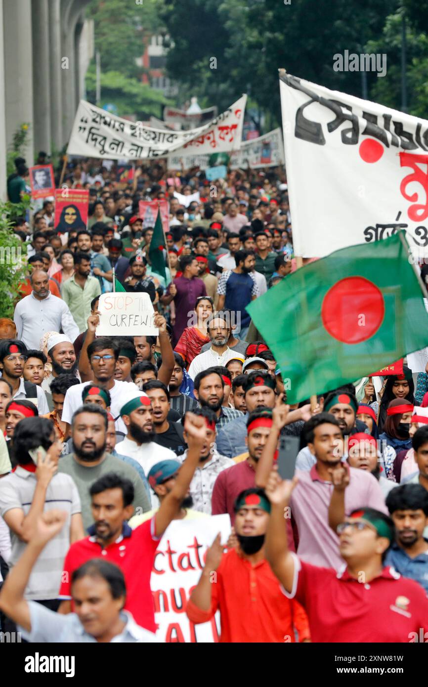 Dhaka, Bangladesh - August 02, 2024: Hundreds of people joined the ...