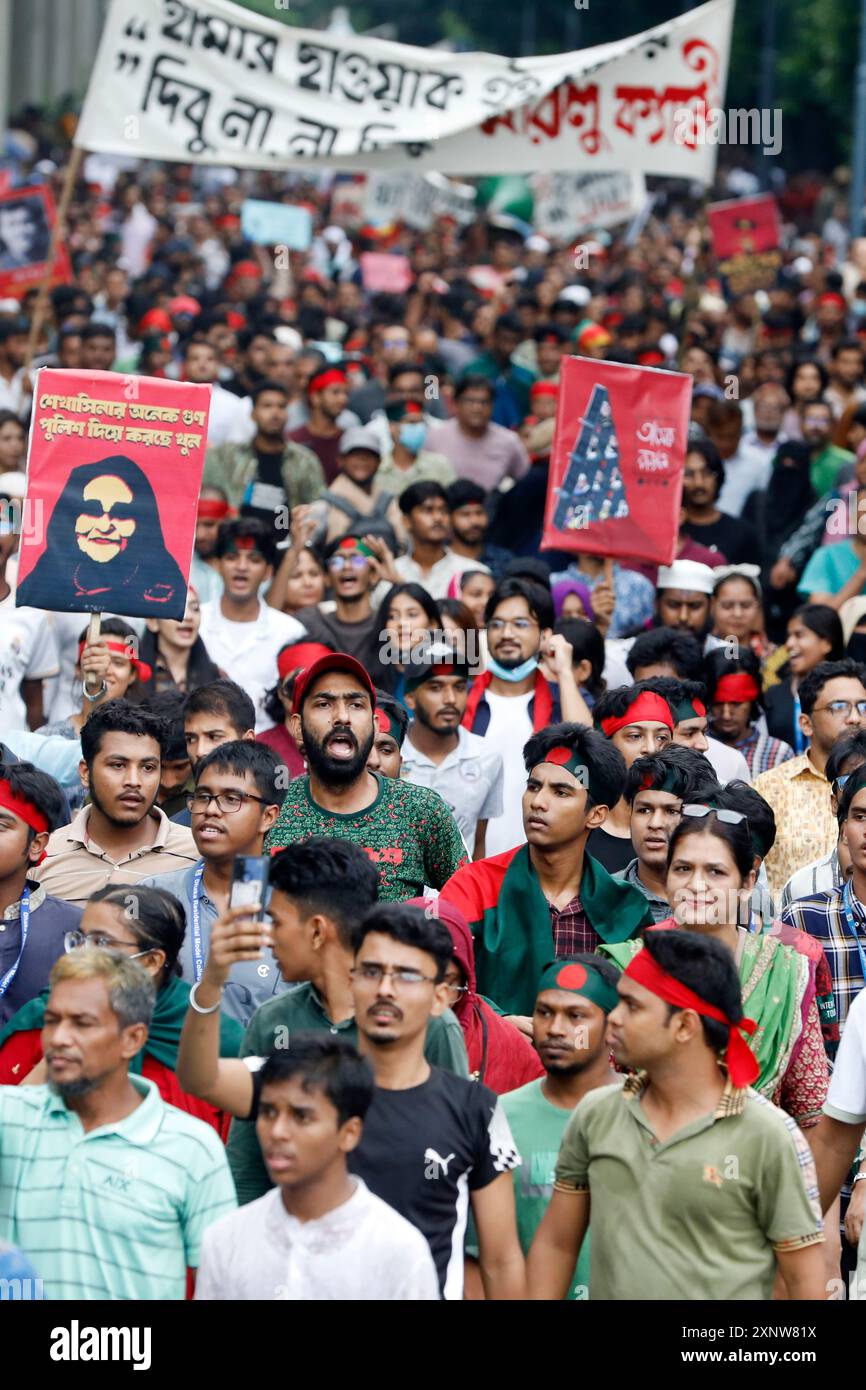 Dhaka, Bangladesh - August 02, 2024: Hundreds of people joined the ...