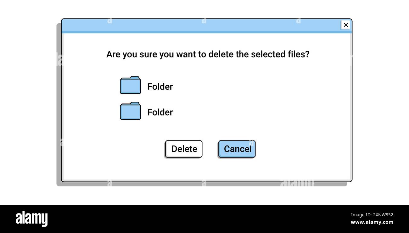 Retro window with message. Delete file notification with text Stock Vector Image & Art - Alamy