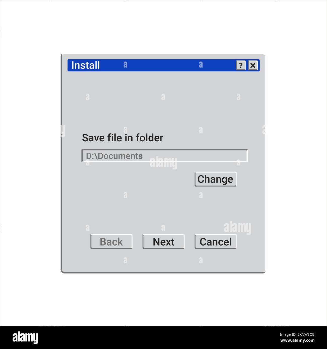 Old installation program window with path of file Stock Vector Image ...