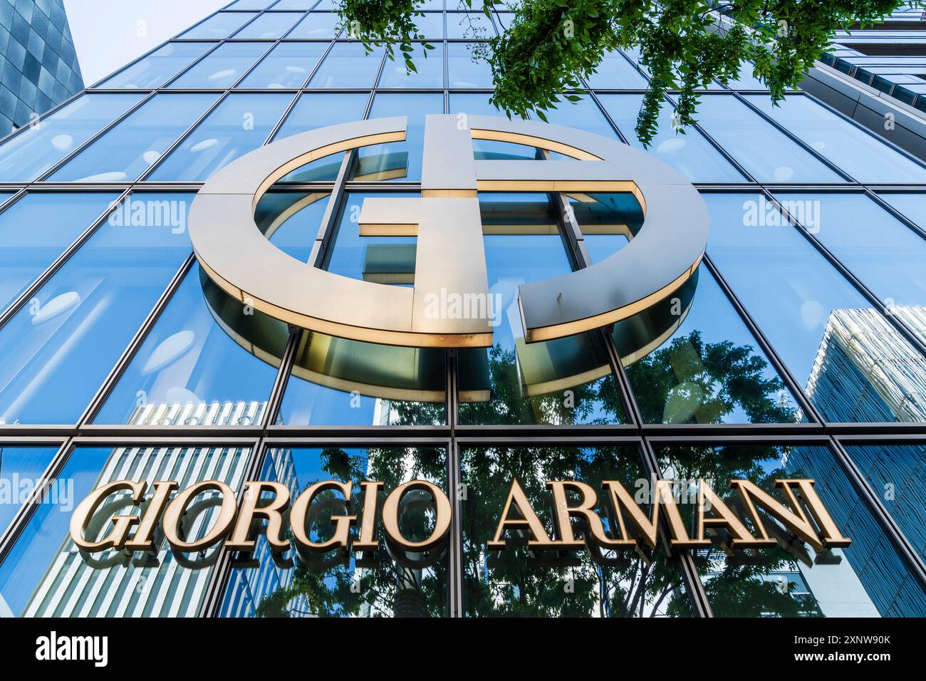 Giorgio Armani logo and brand name towering over the viewer on the ...