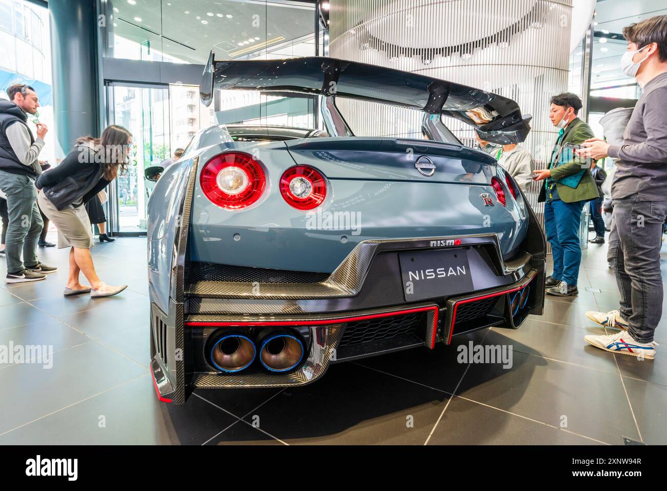 A GT-R NISMO car on display in the Nissan showroom at the Ginza Place ...