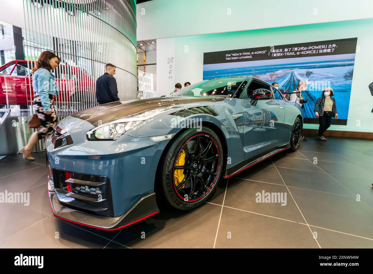 A GT-R NISMO car on display in the Nissan showroom at the Ginza Place ...