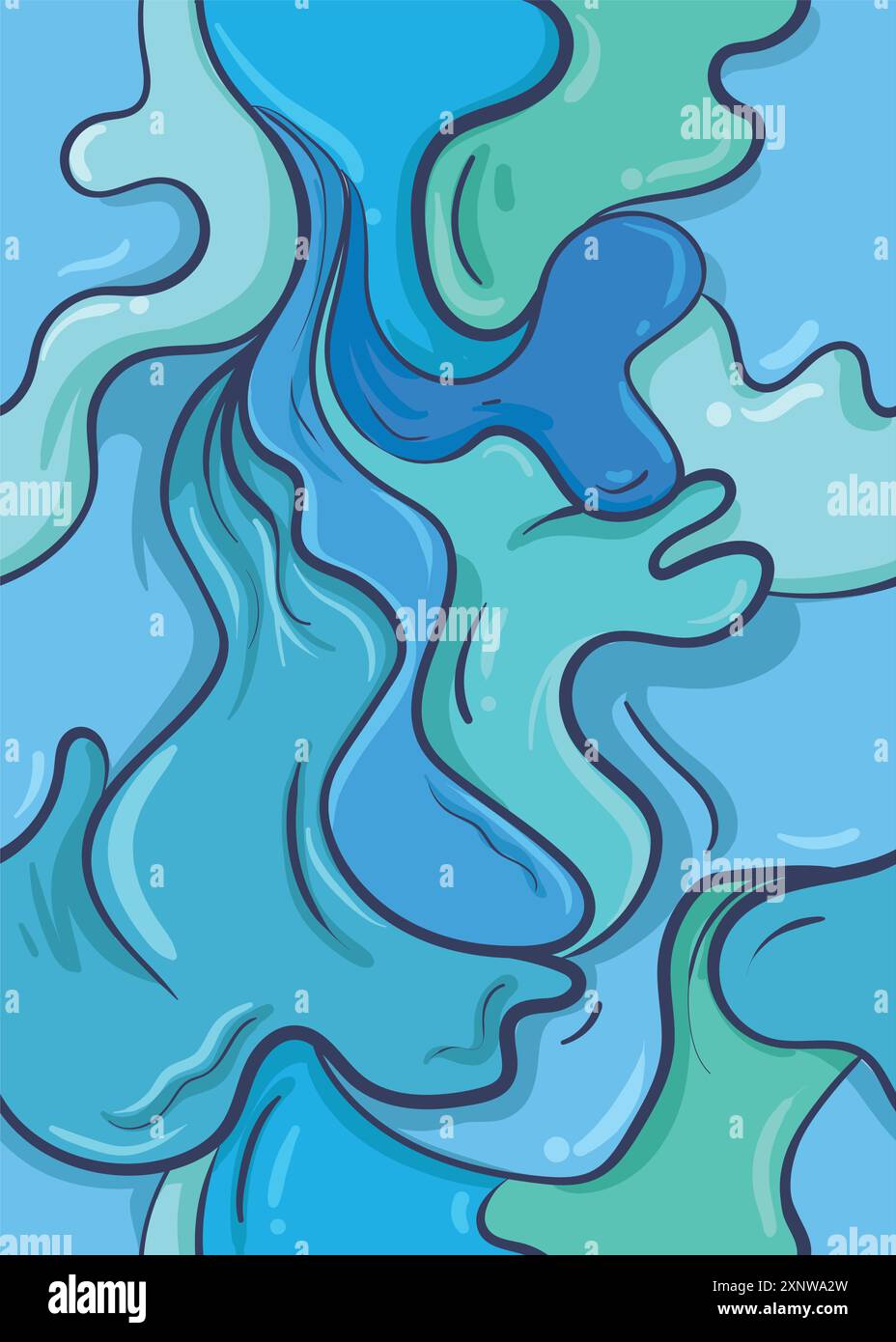 blue sea waves pattern creative abstract pattern in while out line ...