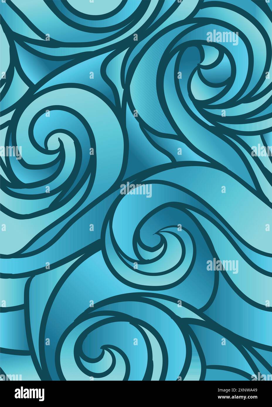 blue sea waves pattern creative abstract pattern in while out line. abstract repeatable seamless ...