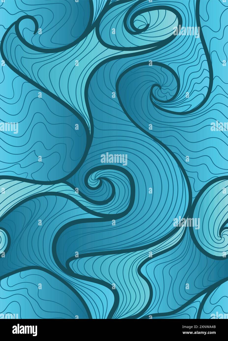 blue sea waves pattern creative abstract pattern in while out line. abstract repeatable seamless ...