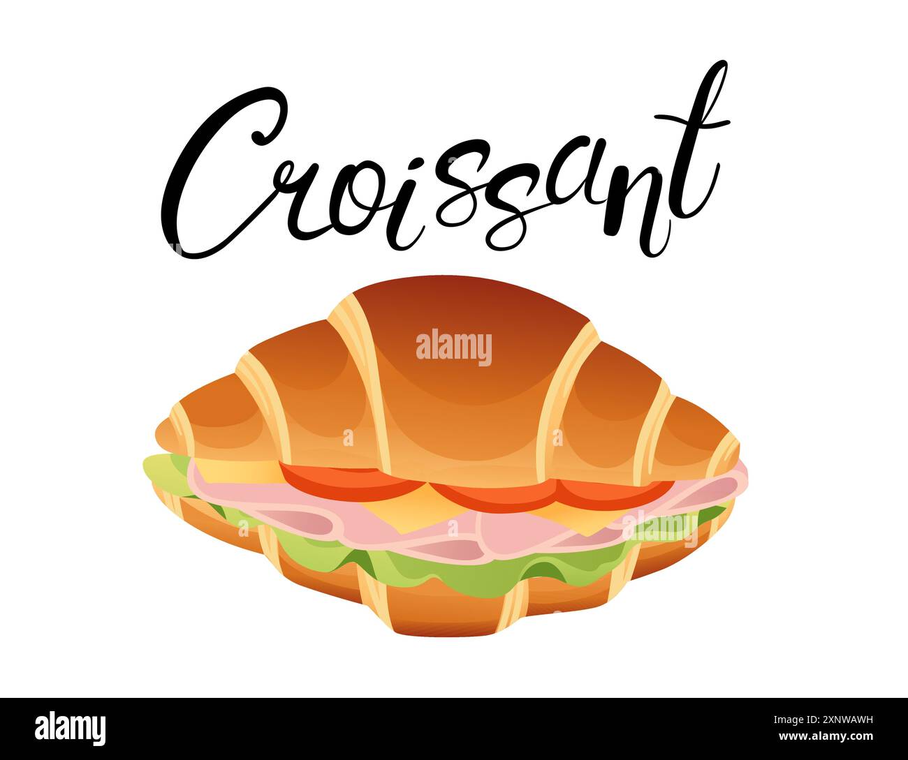 Meat and cheese croissant Stock Vector Images - Alamy